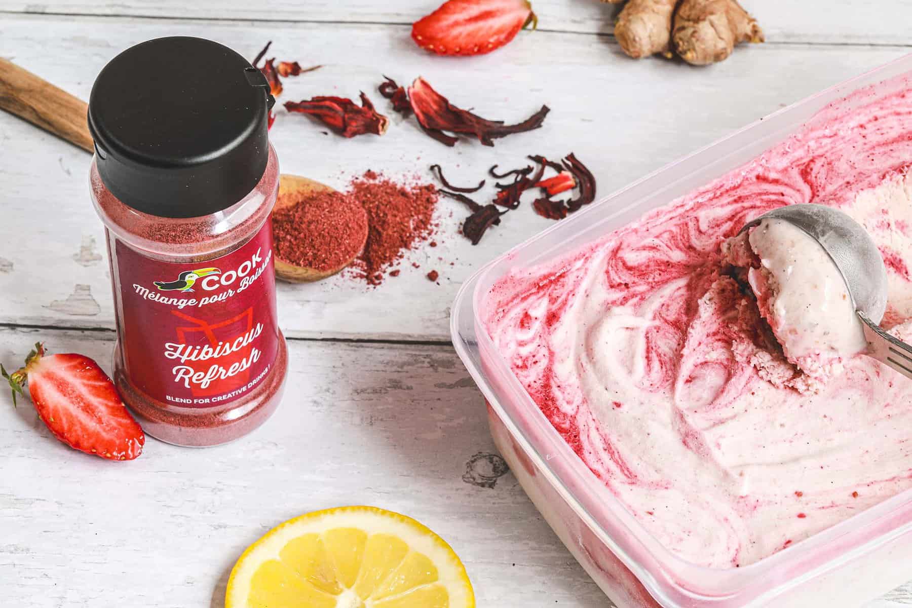 Glace maison fraise et Hibiscus Refresh | bioaddict.fr